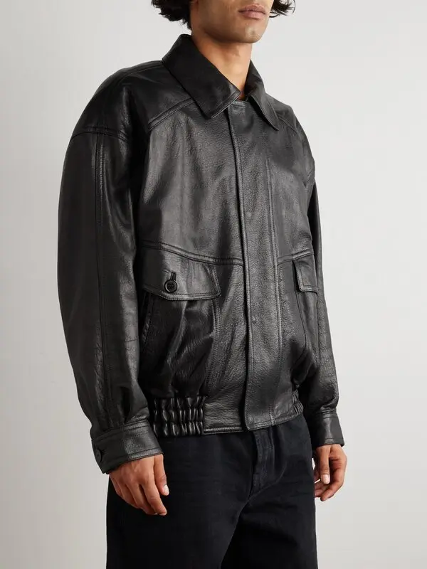 Saint Laurent Full-grain Leather Bomber Jacket