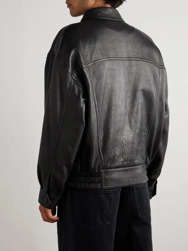 Saint Laurent Full-grain Leather Bomber Jacket