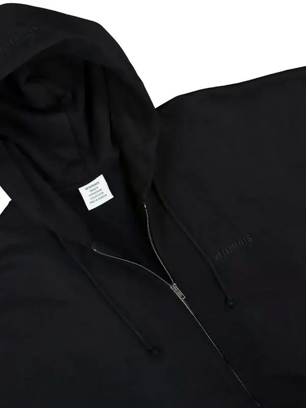 Vetements Zip-up Logo Hoodie - Black