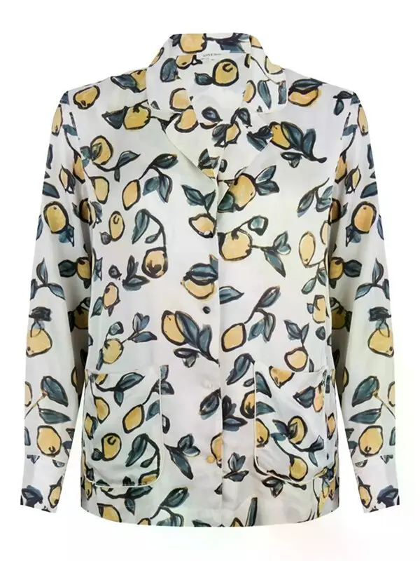 Love Stories Lemon-print Pyjama Shirt - White