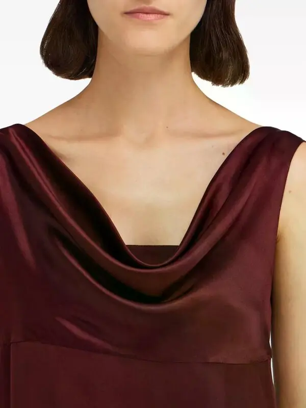 FERRAGAMO Cowl-neck Lace-insert Midi Dress - Red