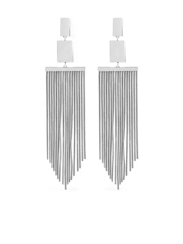 Isabel Marant Square Fringe Dangle Earrings - Silver