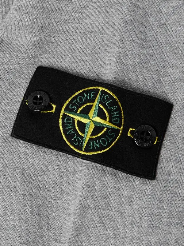 Stone Island Logo-appliquéd Garment-dyed Organic Cotton-jersey Sweatshirt - Gray