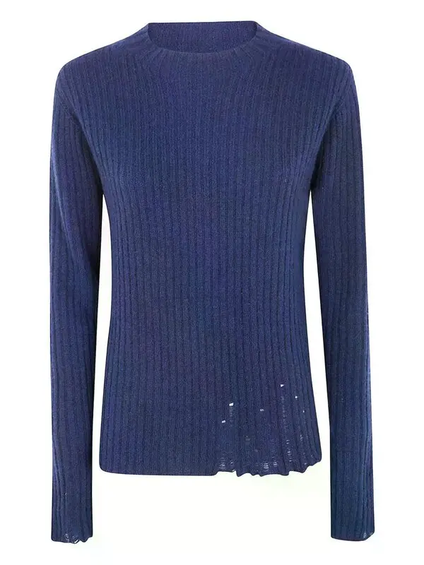 UMA WANG Ribbed Frayed Sweater - Blue