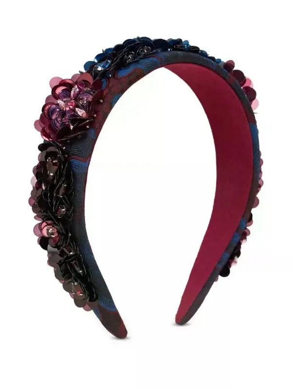 Etro Jacquard Sequin-embellished Headband - Blue