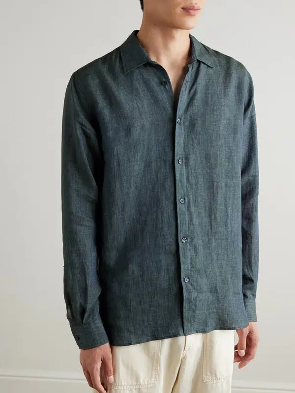 Orlebar Brown Justin Linen Shirt - Blue