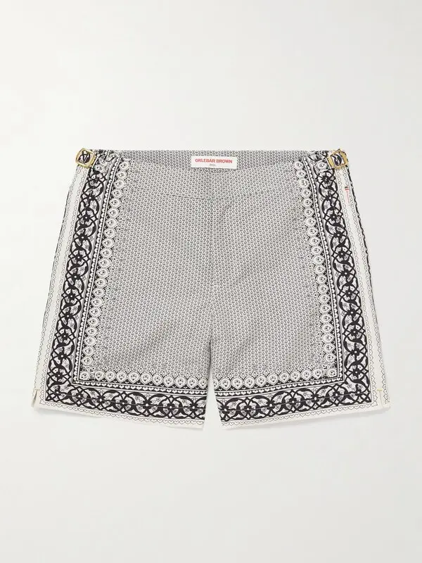 Orlebar Brown Bulldog Straight-leg Mid-length Printed Swim Shorts - Gray