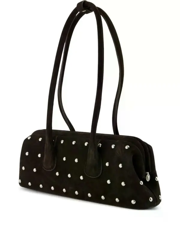 OSOI Mini Boat Suede Stud-embellished Shoulder Bag - Black