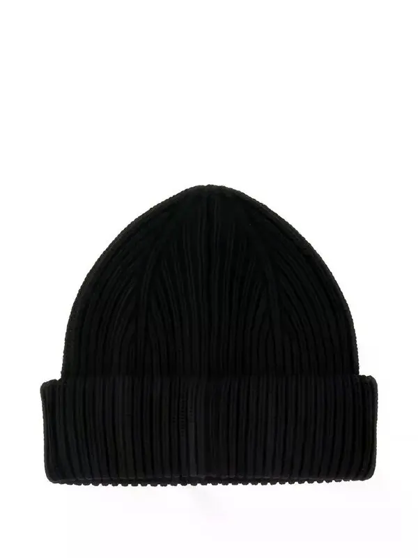LANVIN Wool Ribbed Knit Hat - Black