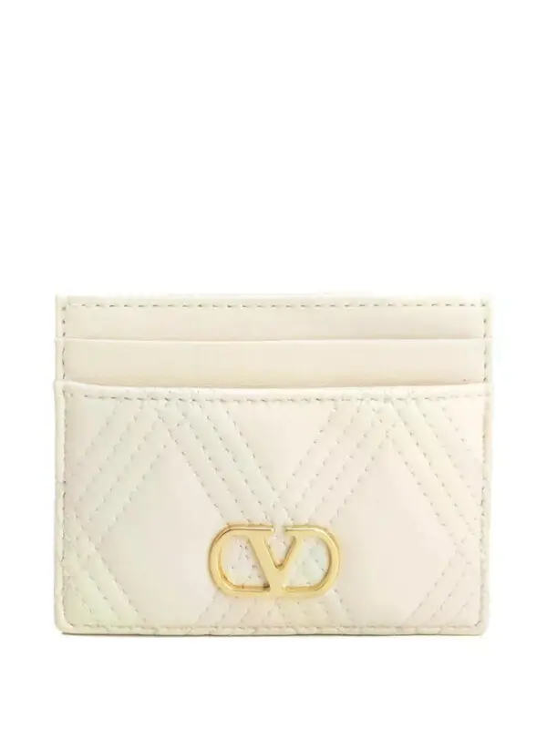 Valentino Garavani Quilted Vlogo Card Holder - Neutrals