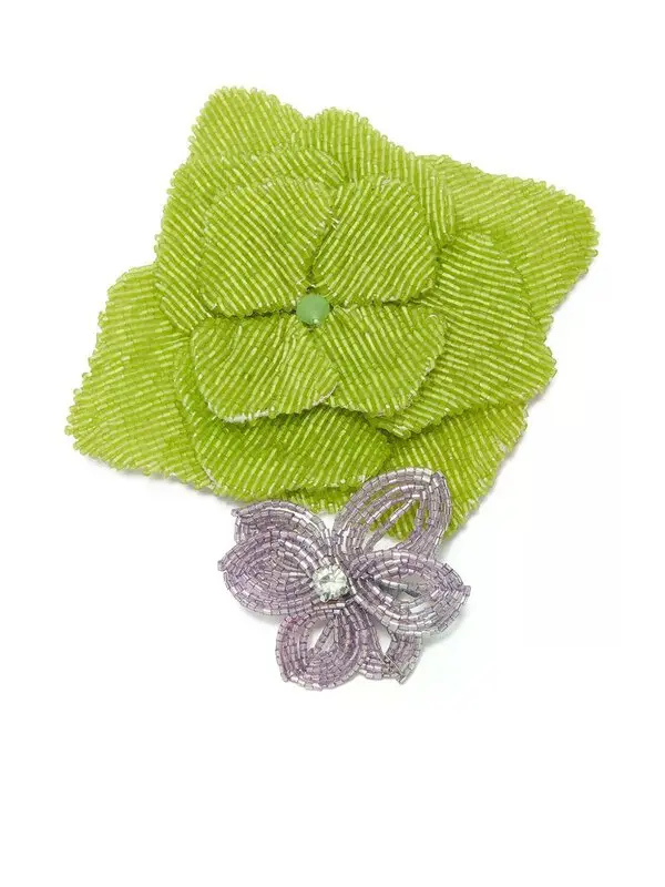 Malìparmi Beaded Flower Brooch - Green