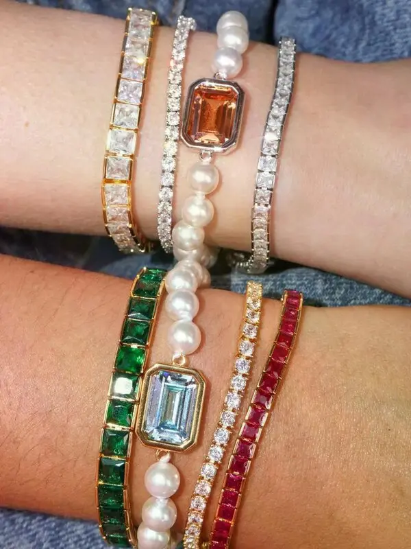 IZABEL DISPLAY Square-zirconia Tennis Bracelet
