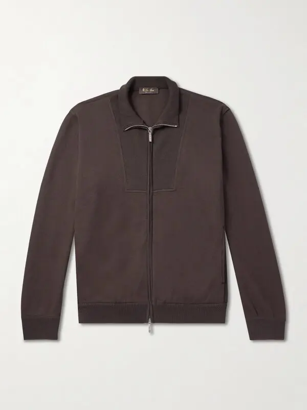 Loro Piana Whitney Ribbed Cotton, Silk, And Cashmere-blend Sweater - Brown