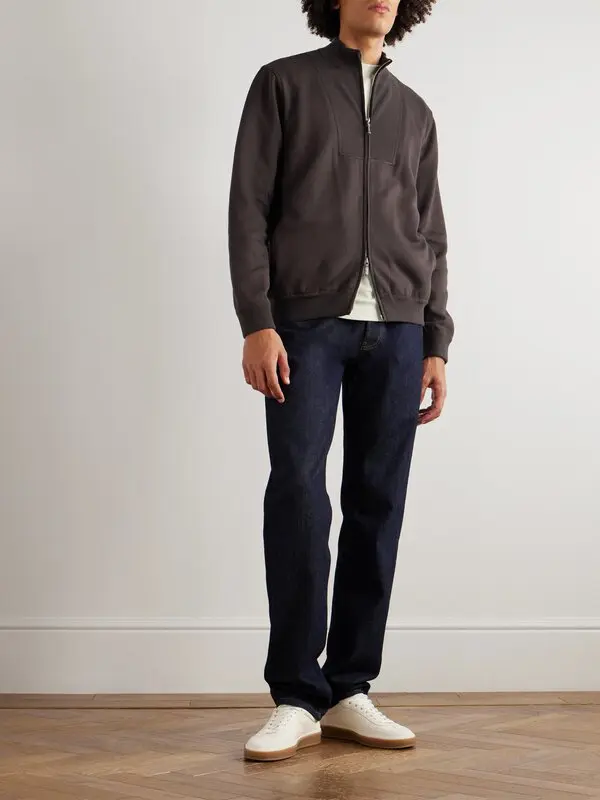 Loro Piana Whitney Ribbed Cotton, Silk, And Cashmere-blend Sweater - Brown