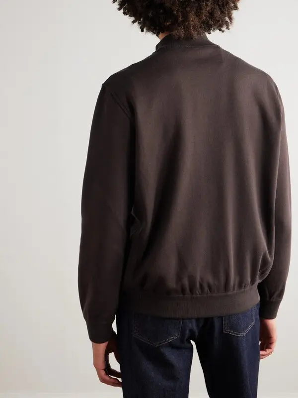 Loro Piana Whitney Ribbed Cotton, Silk, And Cashmere-blend Sweater - Brown