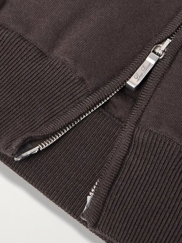 Loro Piana Whitney Ribbed Cotton, Silk, And Cashmere-blend Sweater - Brown
