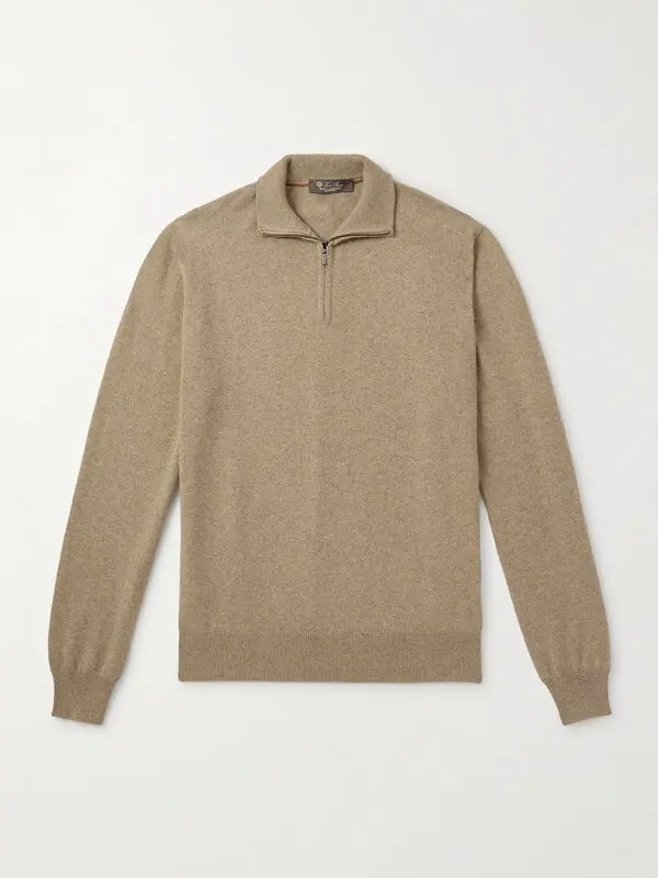 Loro Piana Slim-fit Baby Cashmere Half-zip Sweater - Brown