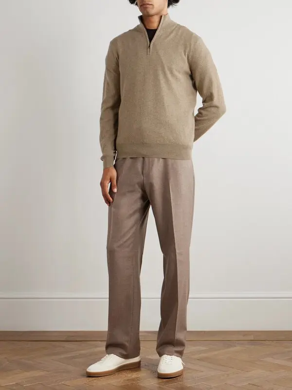 Loro Piana Slim-fit Baby Cashmere Half-zip Sweater - Brown