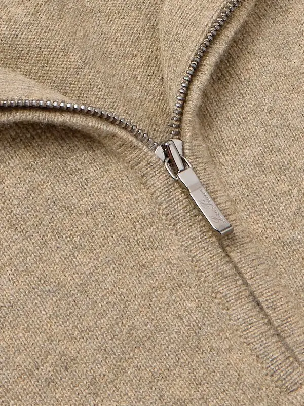 Loro Piana Slim-fit Baby Cashmere Half-zip Sweater - Brown