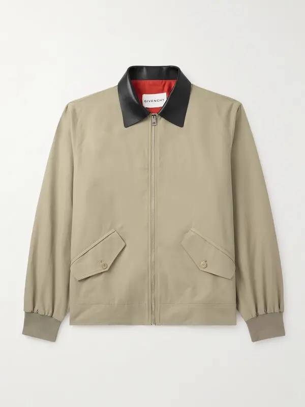 Givenchy Leather-trimmed Harrington Jacket - Neutrals