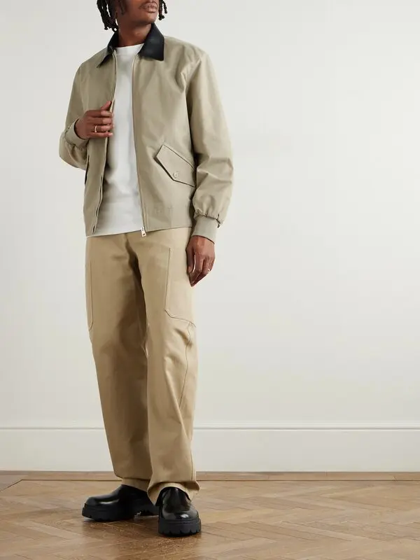 Givenchy Leather-trimmed Harrington Jacket - Neutrals
