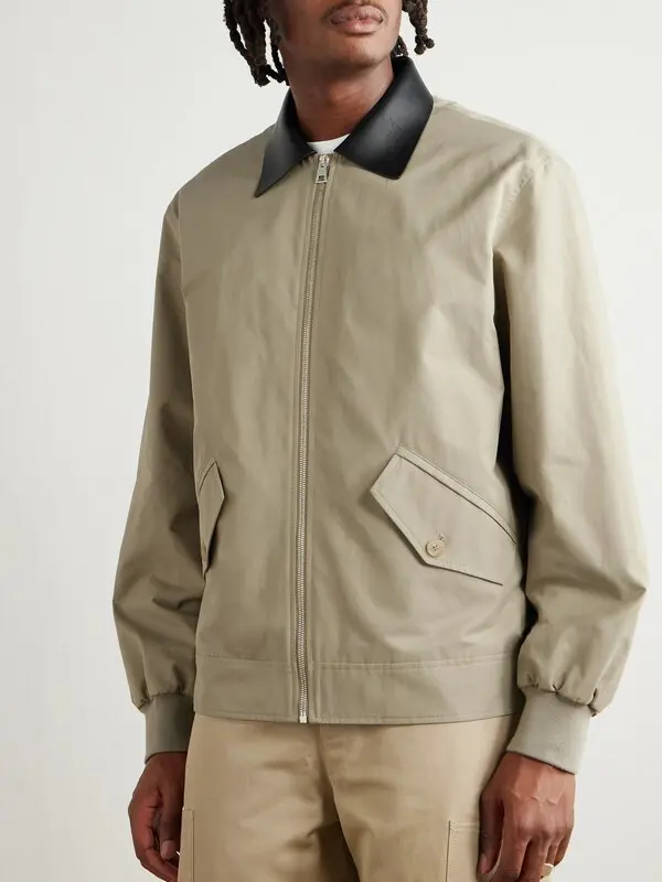 Givenchy Leather-trimmed Harrington Jacket - Neutrals