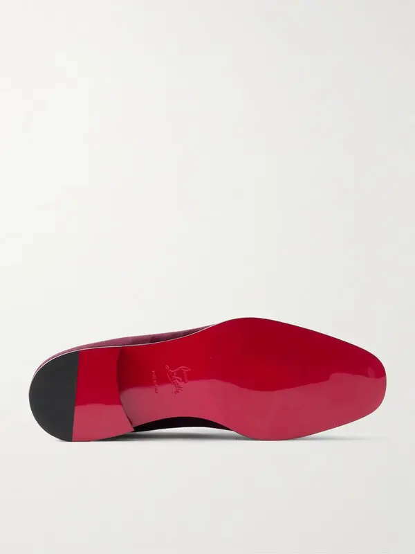 CHRISTIAN LOUBOUTIN Danny Flex Grosgrain-trimmed Suede Loafers - Burgundy