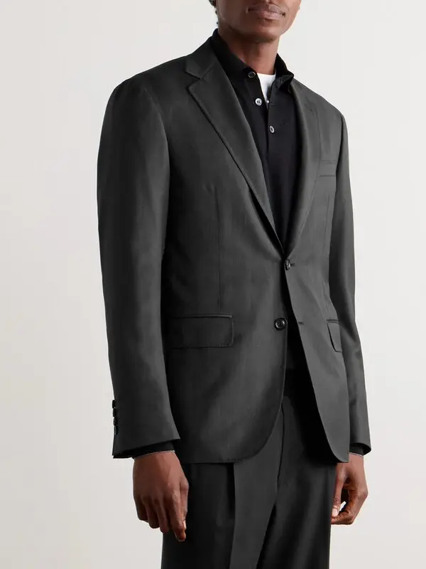 Canali Kei Slim-fit Unstructured Super 150s Wool Blazer - Gray