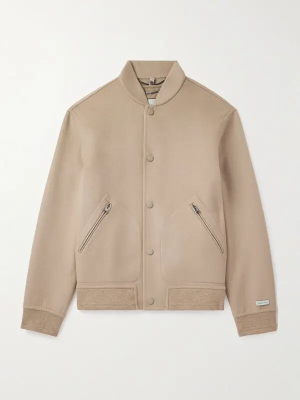 Canali Layered Wool And Cashmere-blend Bomber Jacket