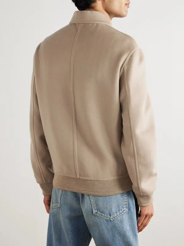 Canali Layered Wool And Cashmere-blend Bomber Jacket