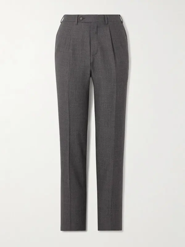 Canali Straight-leg Pleated Wool Suit Trousers