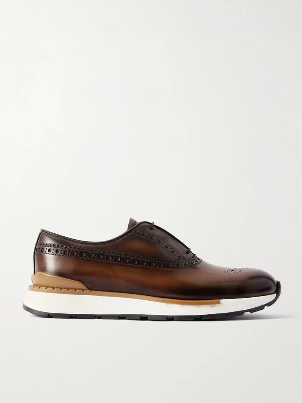 Berluti Fast Track Venezia Leather Oxford Sneakers - Brown
