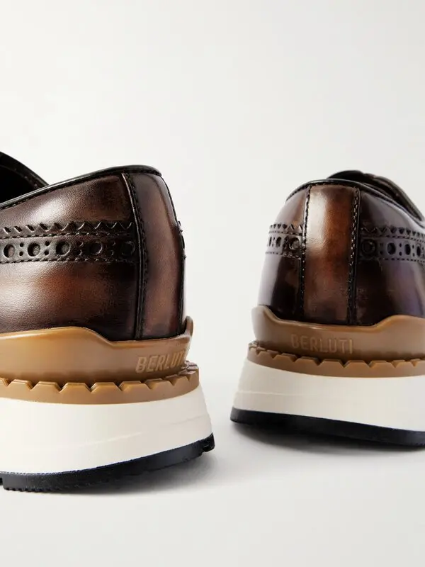 Berluti Fast Track Venezia Leather Oxford Sneakers - Brown