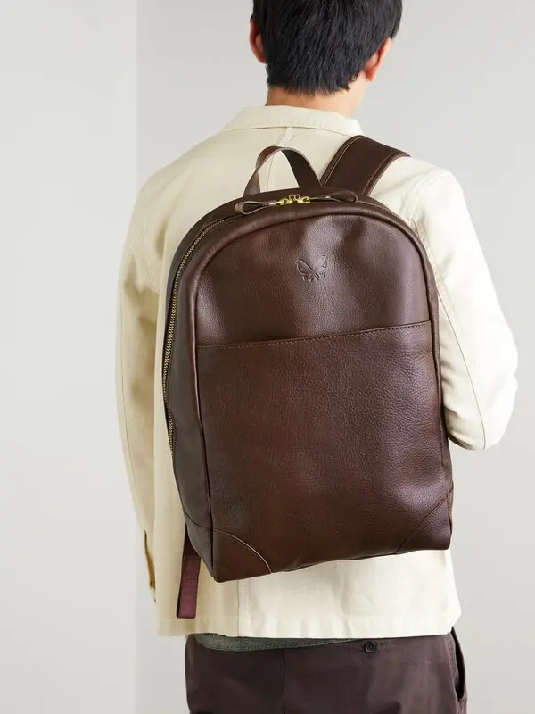 Bennett Winch Logo-debossed Full-grain Leather Backpack
