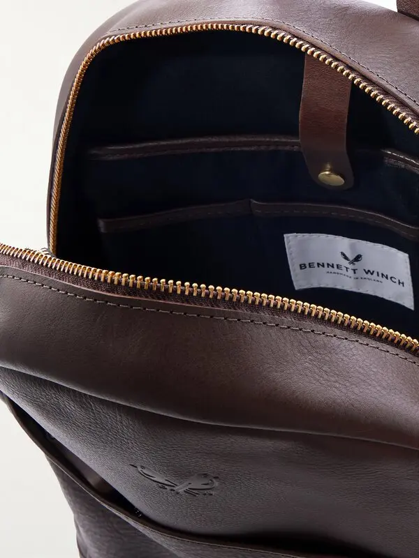 Bennett Winch Logo-debossed Full-grain Leather Backpack