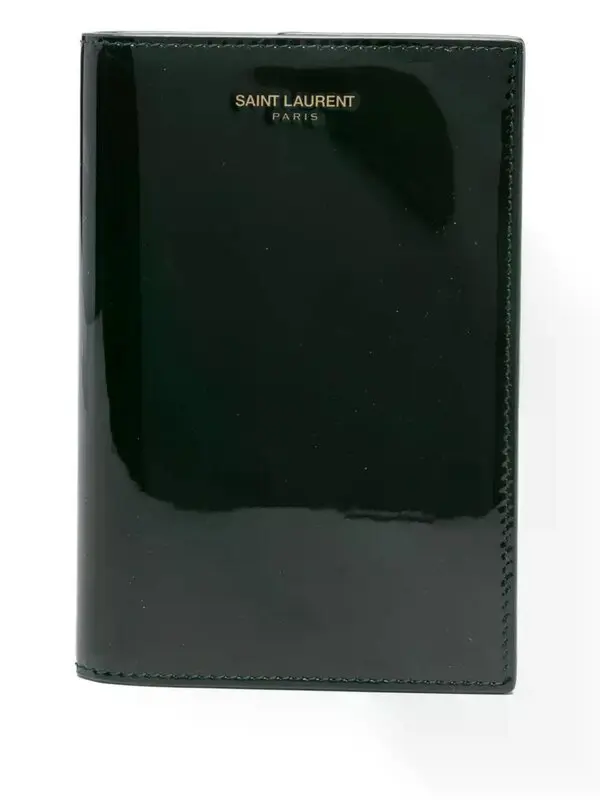Saint Laurent Patent-leather Passport Holder - Green