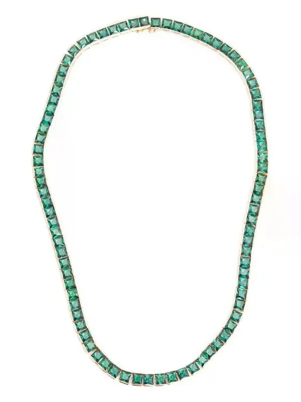 IZABEL DISPLAY Square Zirconia Tennis Necklace - Green