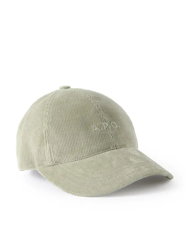 A.p.c. Charlie Logo-embroidered Wool-blend Corduroy Baseball Cap - Neutrals