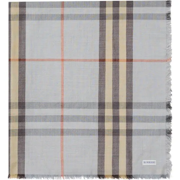 Burberry Reversible Check Wool Silk Scarf - Wave Blue/pebble Beige