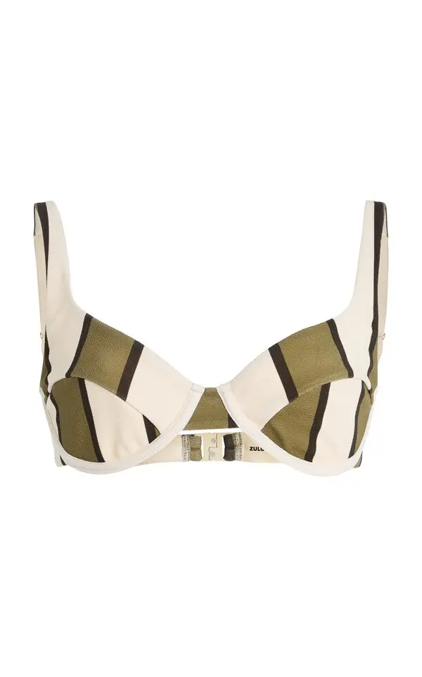 ZULU & ZEPHYR Striped Bikini Top - Olive