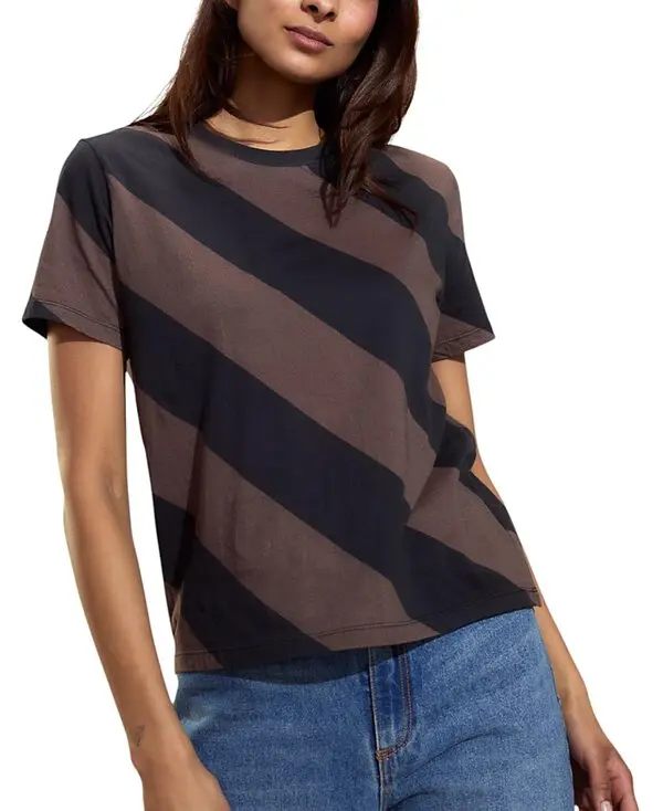 Cynthia Rowley Diagonal Stripe Tee - Black/brown