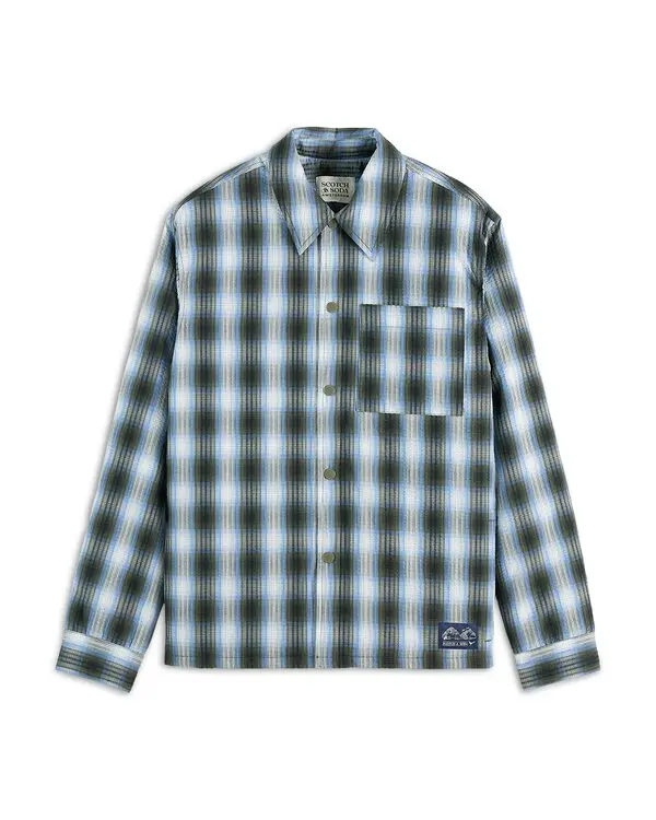 Scotch & Soda Shadow Check Overshirt - Thyme/blue Bonnet