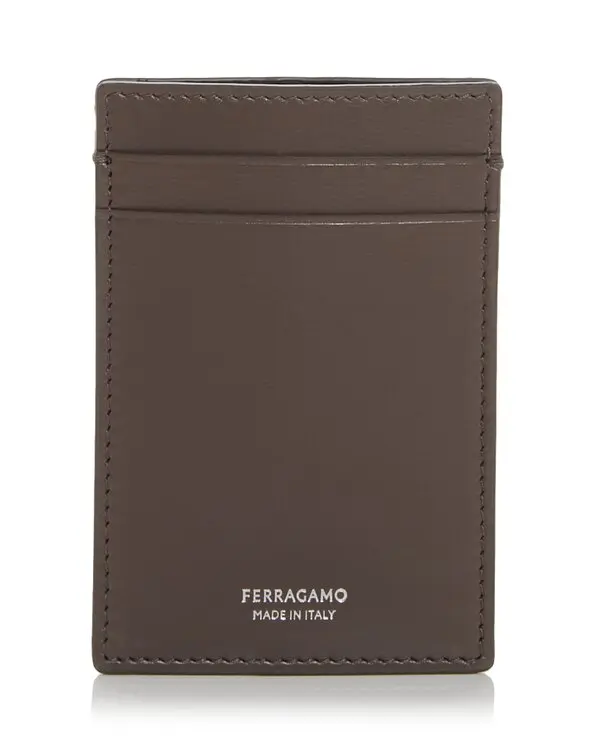 FERRAGAMO Leather Money Clip & Card Case - Concrete