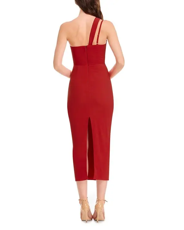 Dress The Population One Shoulder Midi Dress - Rouge