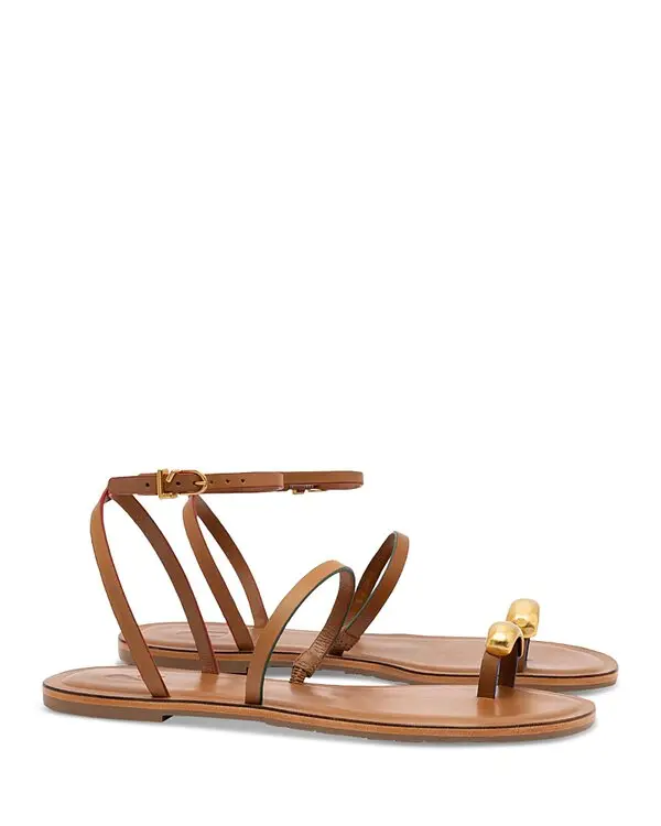Larroude Biarritz Flat Sandals - Light Caramel
