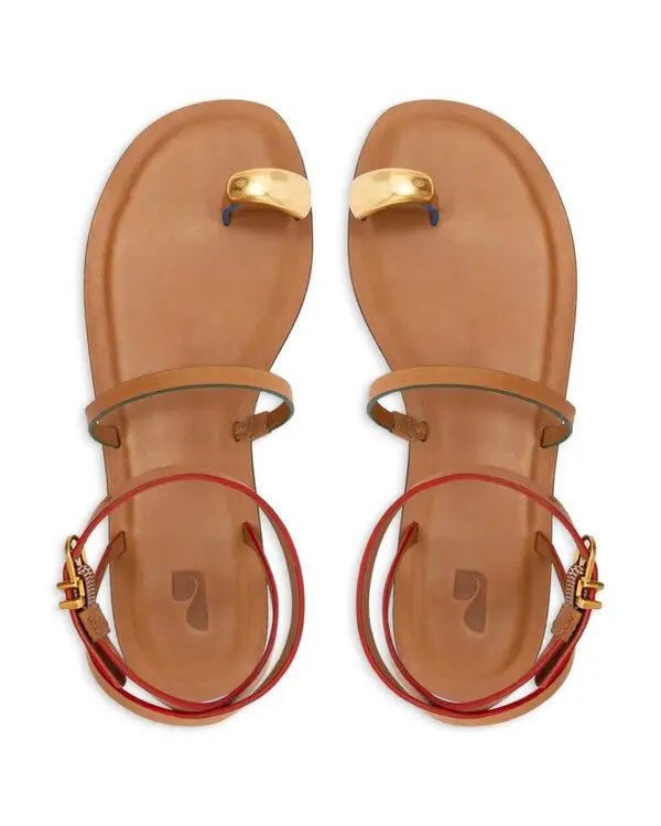 Larroude Biarritz Flat Sandals - Light Caramel