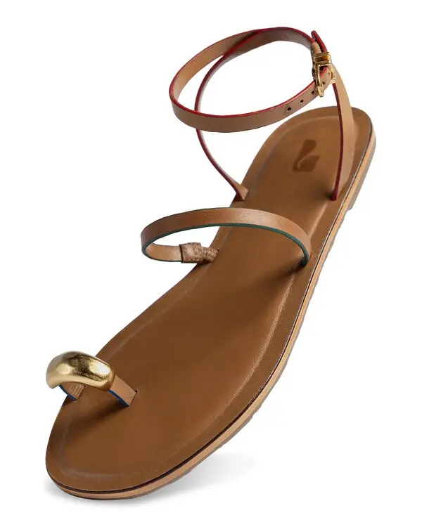 Larroude Biarritz Flat Sandals - Light Caramel