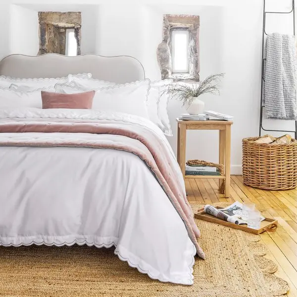 CHRISTY Scallop Edge Duvet Cover Set, Full Queen - Silver