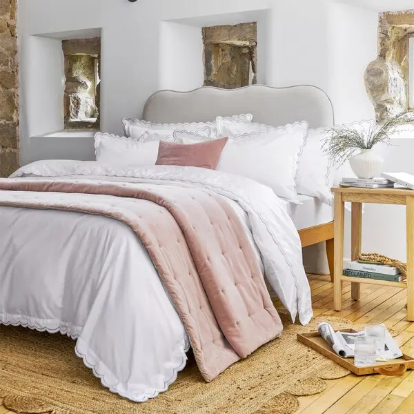 CHRISTY Scallop Edge Duvet Cover Set, Full Queen - Silver