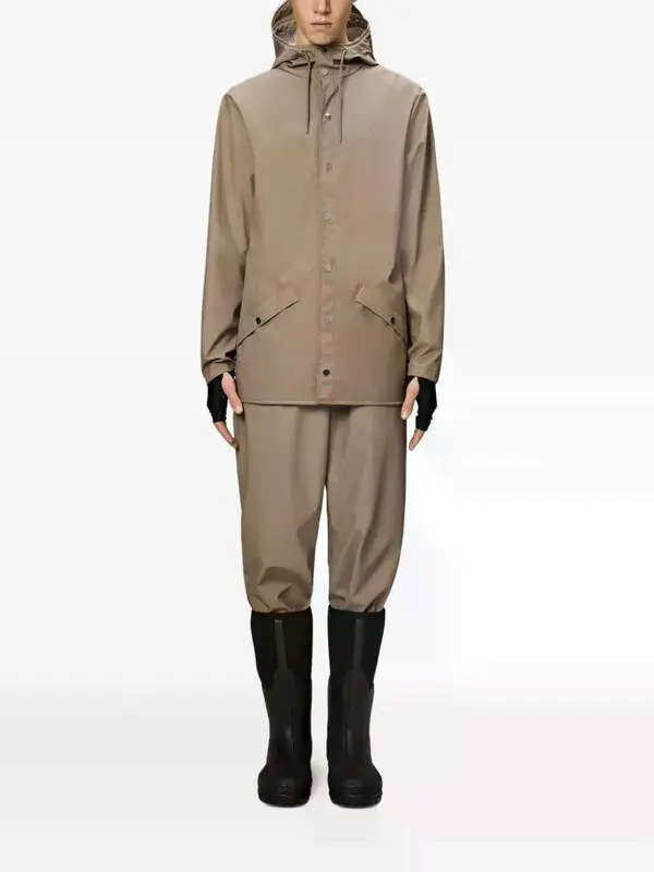Rains Drawstring Hooded Coat - Neutrals
